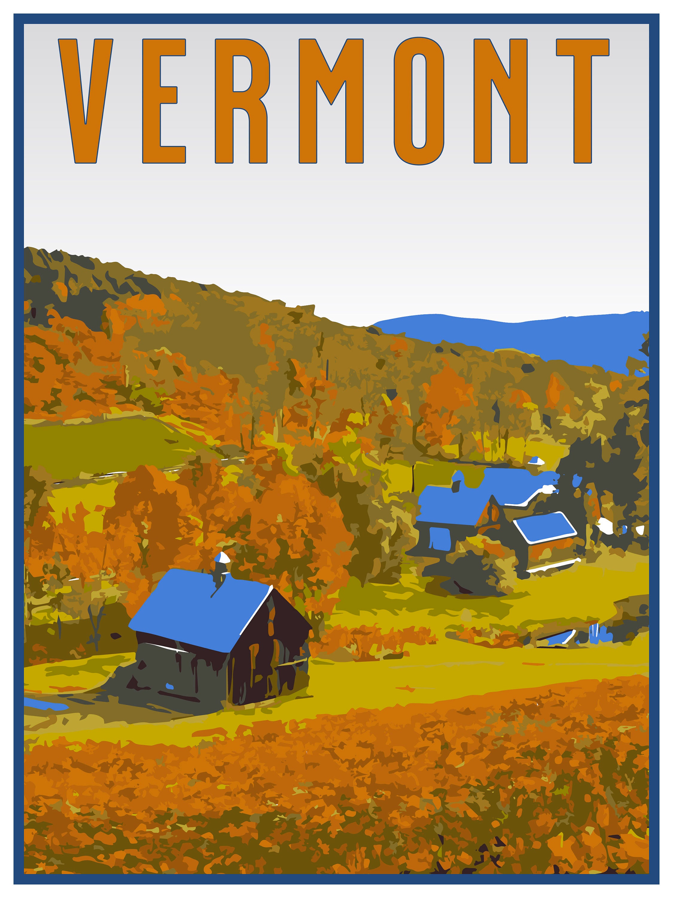 Vermont Travel Poster Vintage Style PosterHome Wall Art - Etsy España