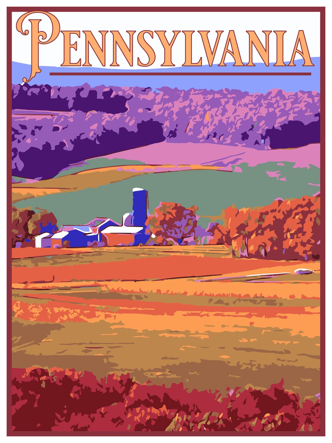 Pennsylvania Travel Poster, Vintage Style Poster,home, Wall Art, Travel ...