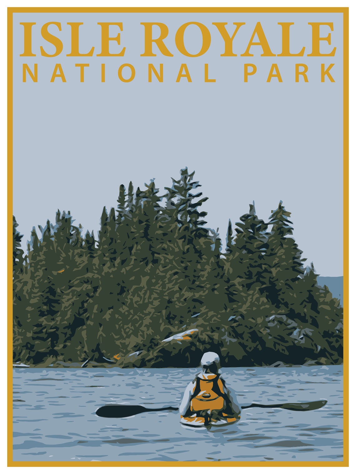 Isle Royale National Park Travel Poster, Vintage Serigraph Style Poster ...