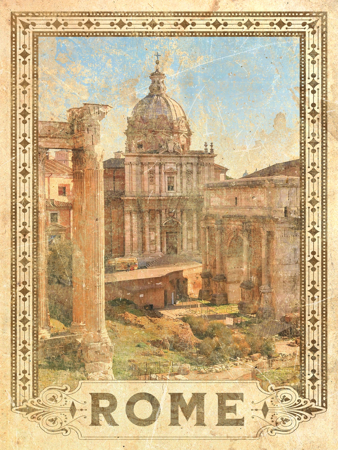 Old Rome Photo Print Travel Poster, affiche de style vintage, Accueil ...