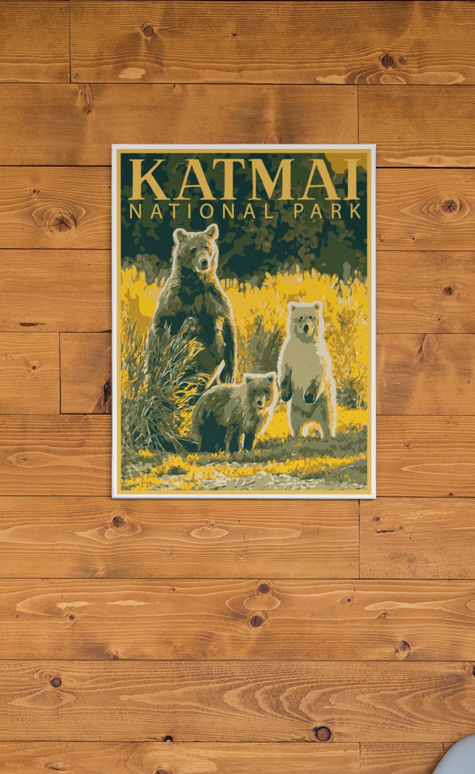 Katmai National Park Travel Poster, Vintage Serigraph Style Poster ...