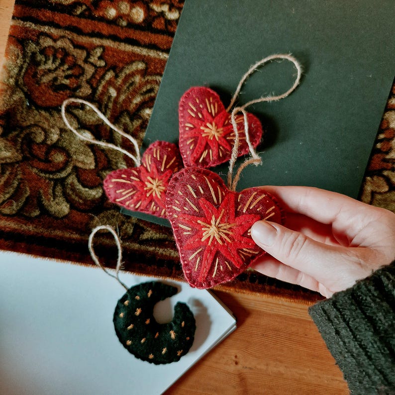 Handmade Felt Heart Christmas Ornament - Etsy