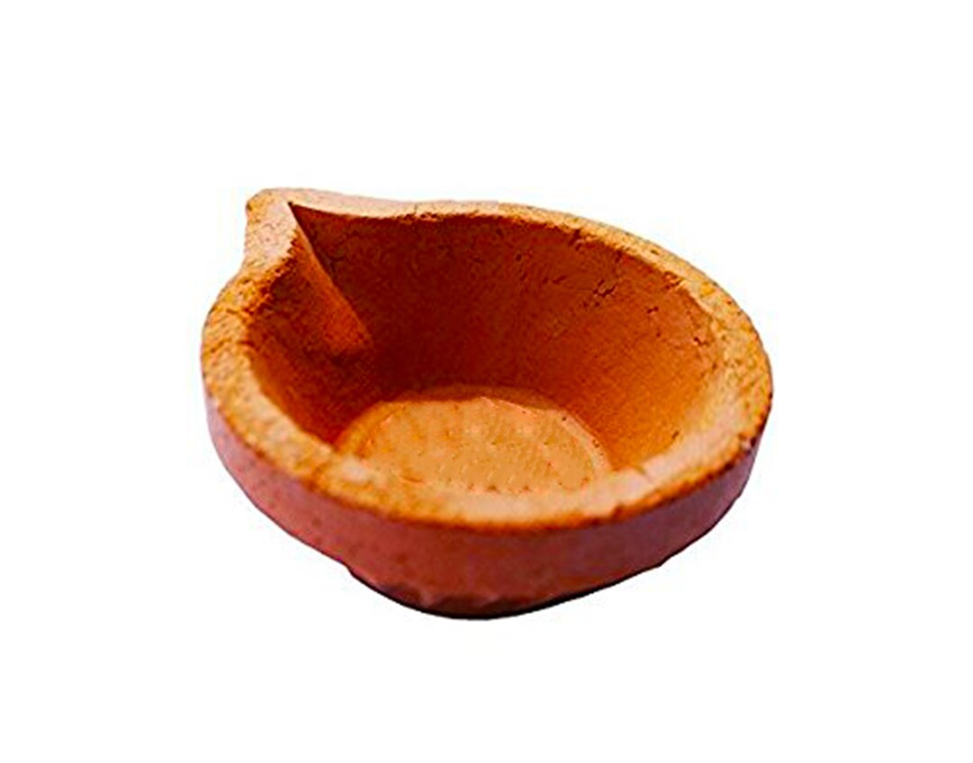 Clay Oil Lamp With Free Wicks Beautiful Round Handcrafted Separate Lid ...
