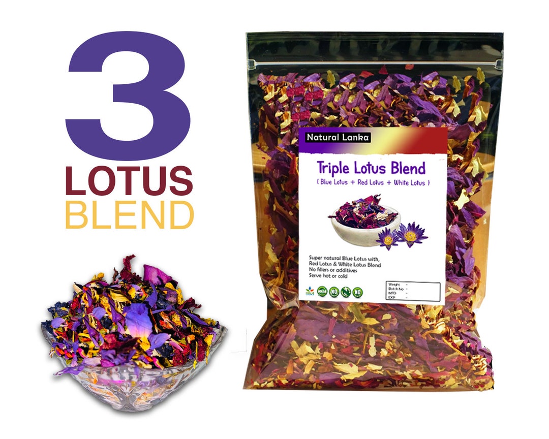 Triple Lotus Tea • Egyptian Blue Lotus Flowers With Red and White Lotus ...