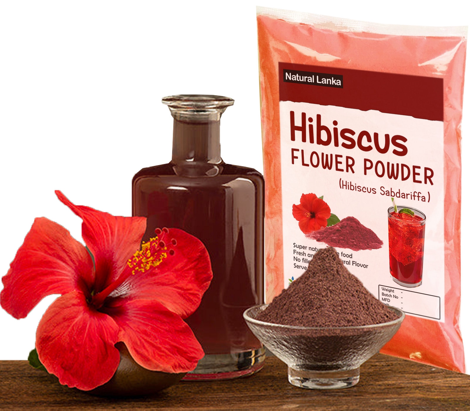 Organic Hibiscus Powder (hibiscus Sabdariffa) Dried Hibiscus Flowers ...