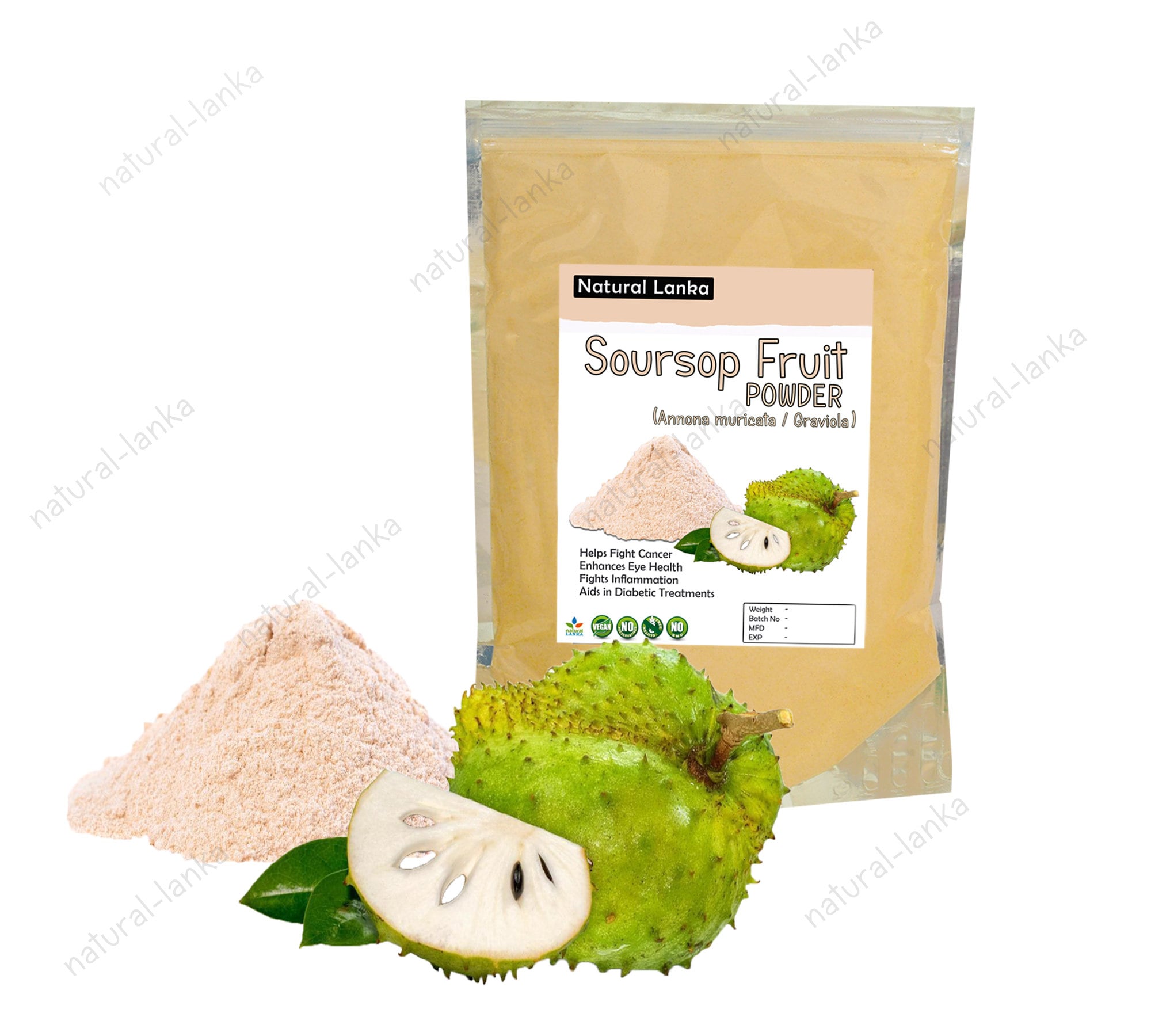 100% Organic Soursop Fruit Powder, All-natural Dried Graviola Fruit ...