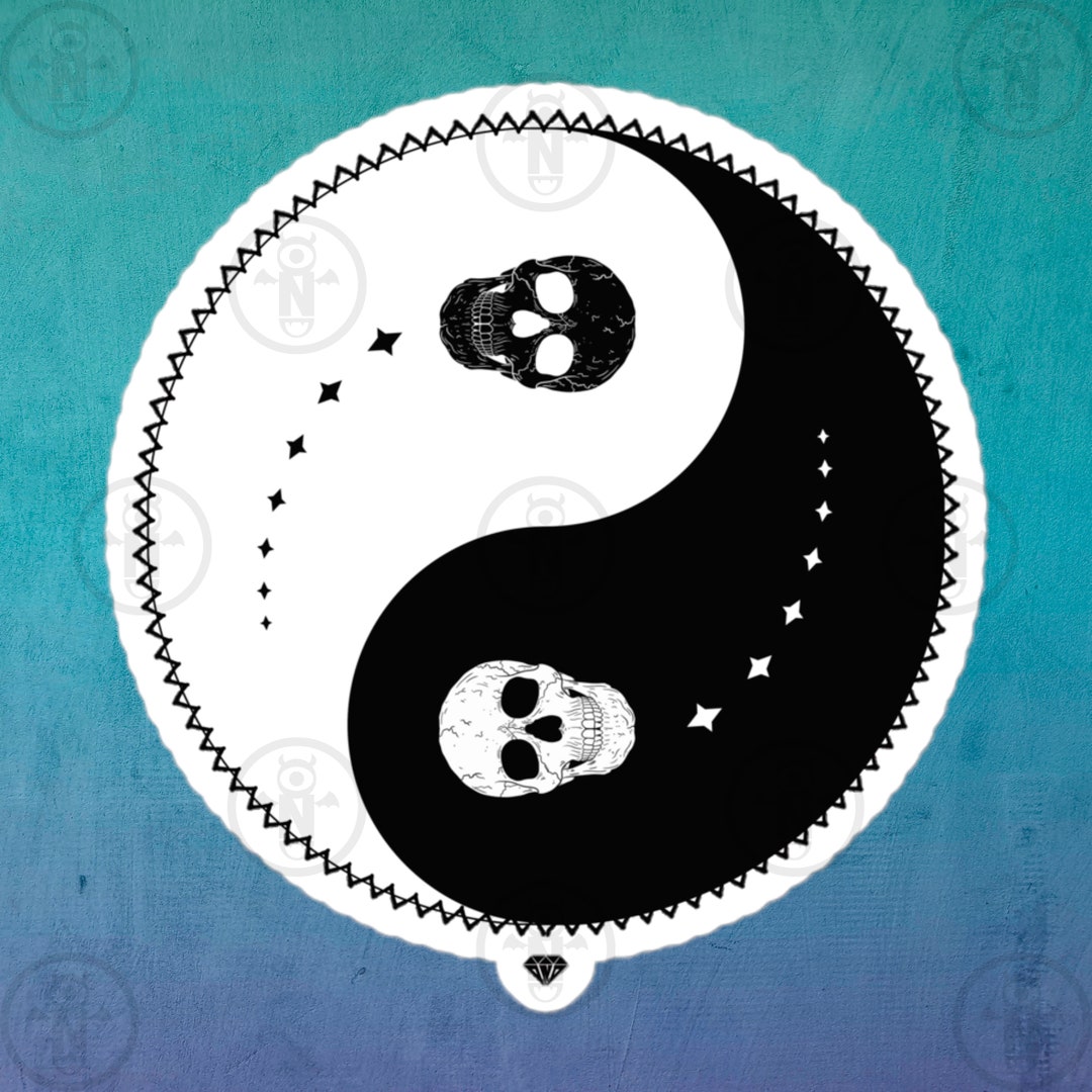 YIN YANG SKULL Vinyl Sticker - Etsy