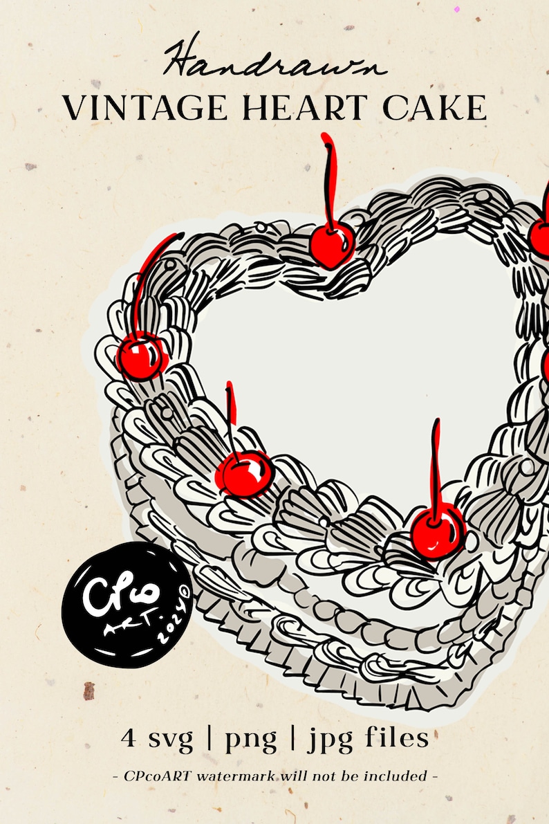 Hand Drawn Vintage Heart Wedding Cake, Doodle Sketch Heart Cake ...