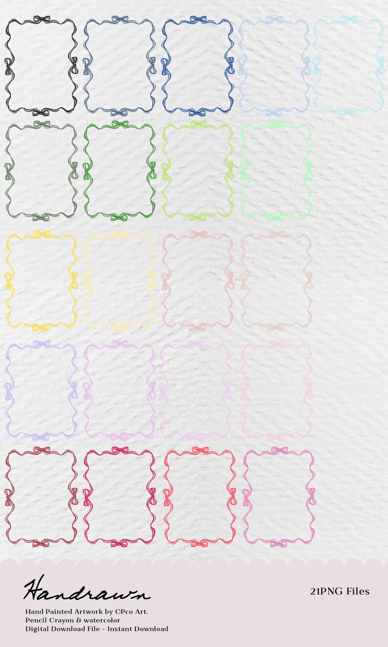 Hand Drawn Bow Border Frame Illustration PNG, Wavy Border With Bow in ...