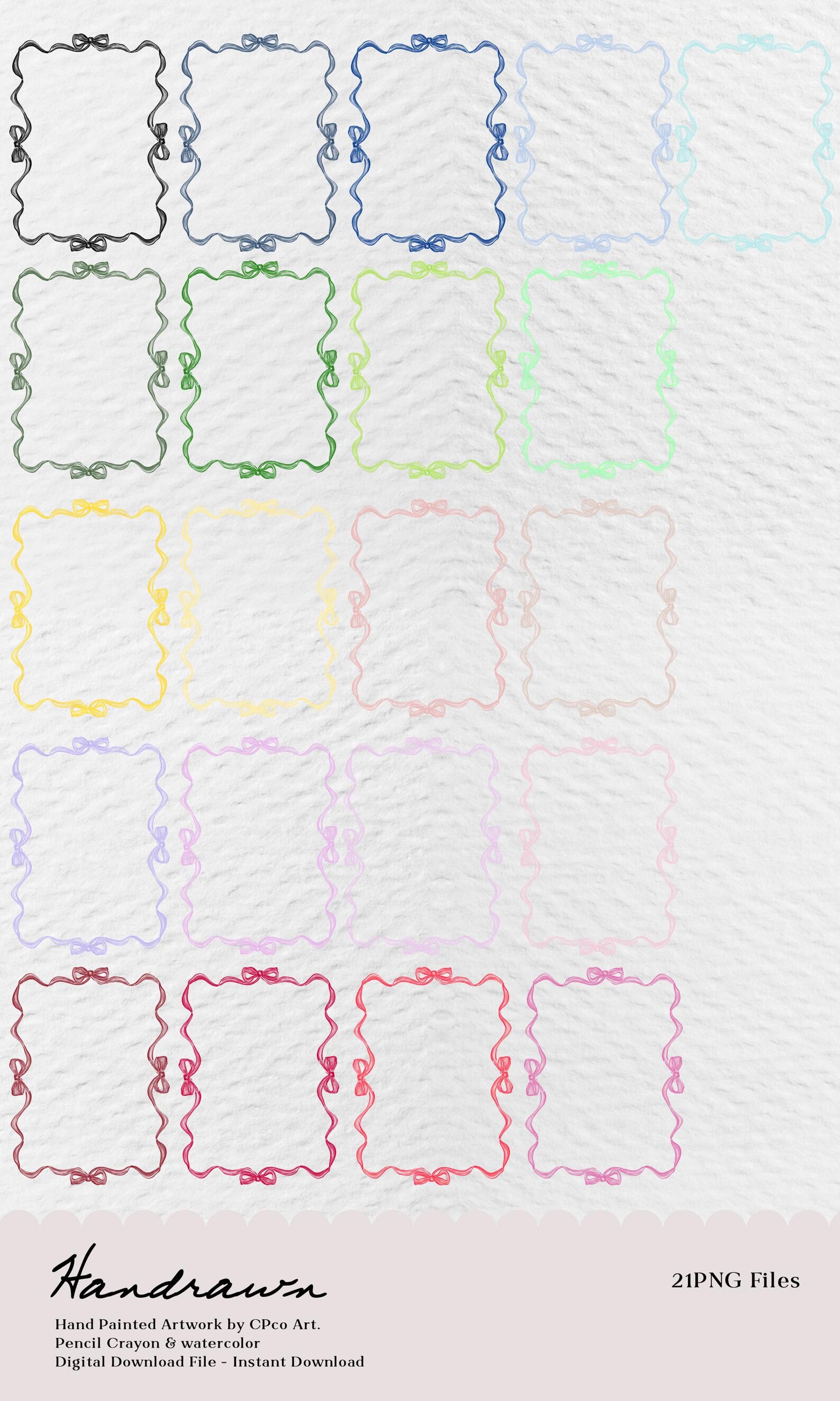 Hand Drawn Bow Border Frame Illustration PNG, Wavy Border With Bow in ...