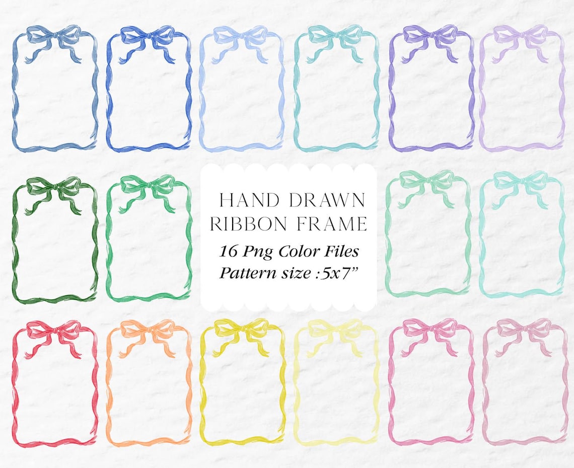 Hand Drawn Bow Border Frame Illustration PNG, Wavy Border With Bow in ...