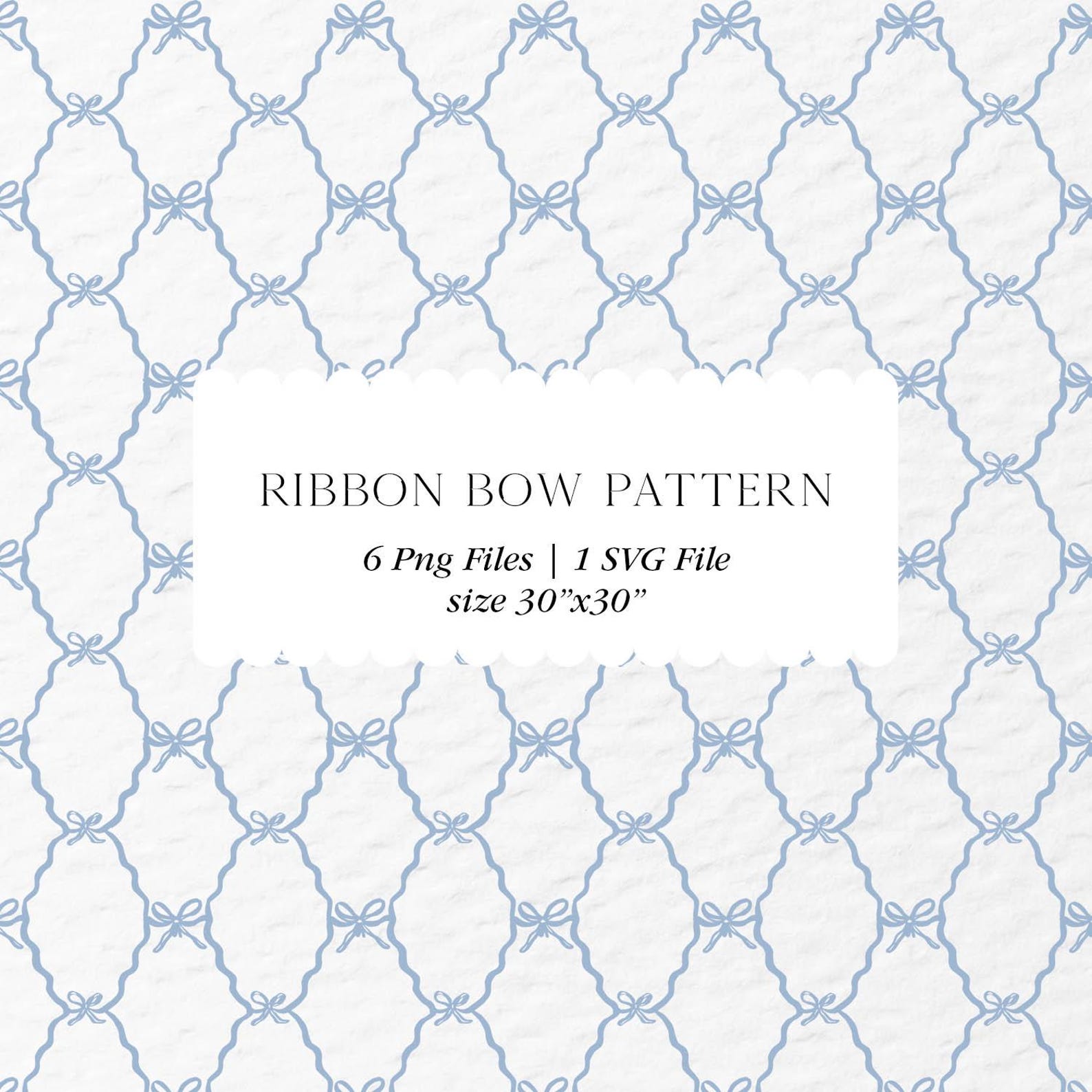 Bow Ribbon Pattern Watercolor DIY Clipart Cottage Core Grandmillennial ...
