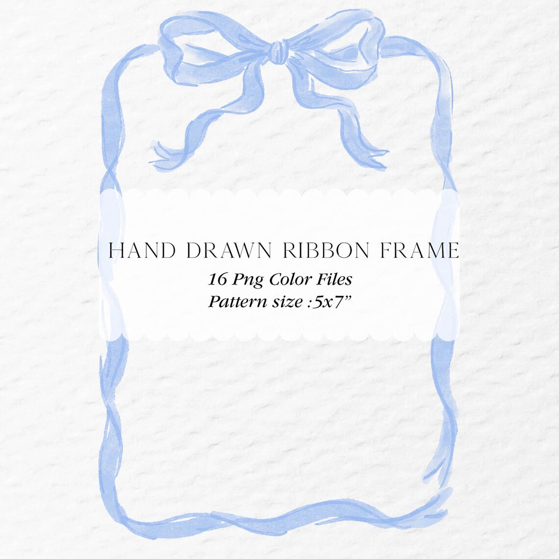 Hand Drawn Bow Border Frame Illustration PNG, Wavy Border With Bow in ...