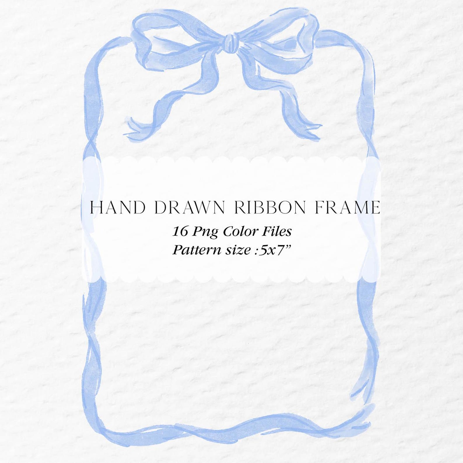 Hand Drawn Bow Border Frame Illustration PNG, Wavy Border With Bow in ...