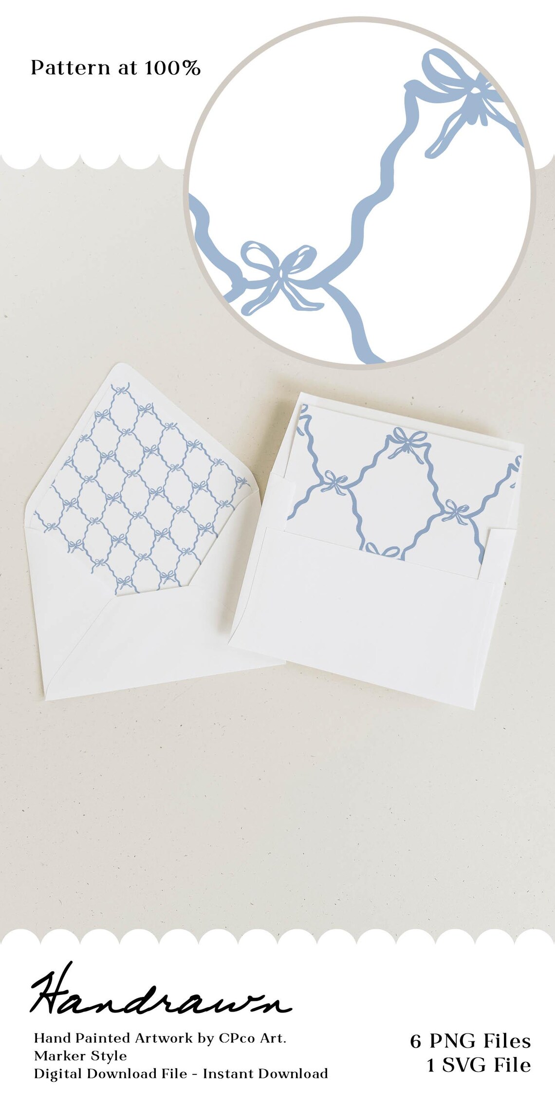 Bow Ribbon Pattern Watercolor DIY Clipart Cottage Core Grandmillennial ...