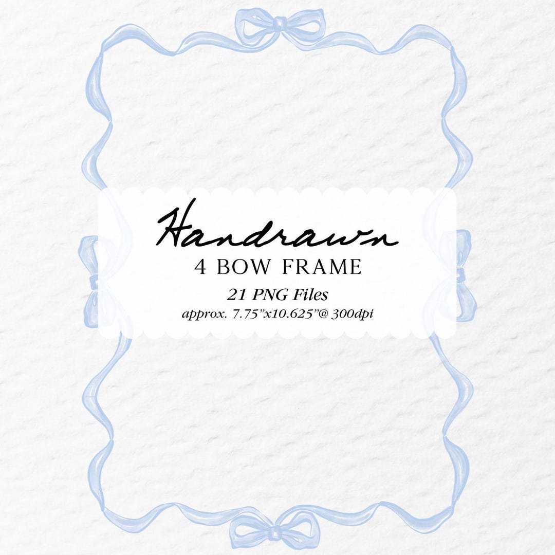 Hand Drawn Bow Border Frame Illustration PNG, Wavy Border With Bow in ...