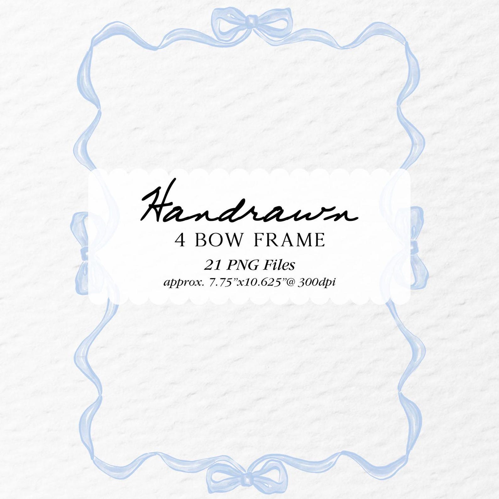 Hand Drawn Bow Border Frame Illustration PNG, Wavy Border With Bow in ...