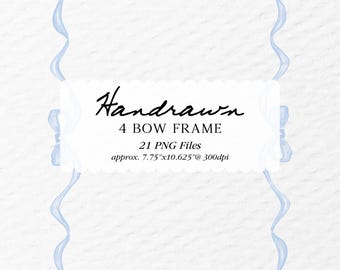 Hand Drawn Bow Border Frame Illustration PNG, Wavy Border With Bow in ...