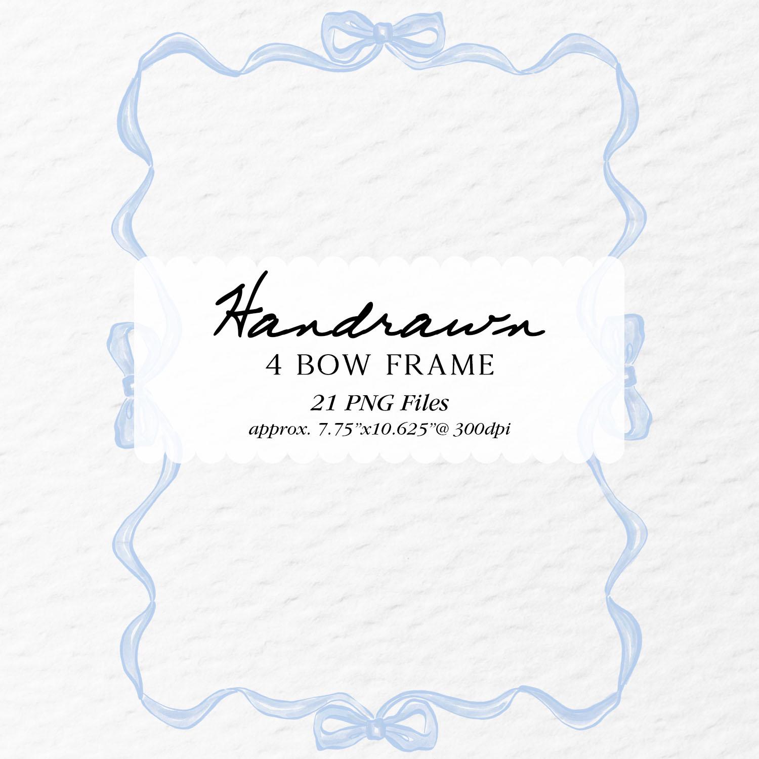 Hand Drawn Bow Border Frame Illustration PNG, Wavy Border With Bow in ...