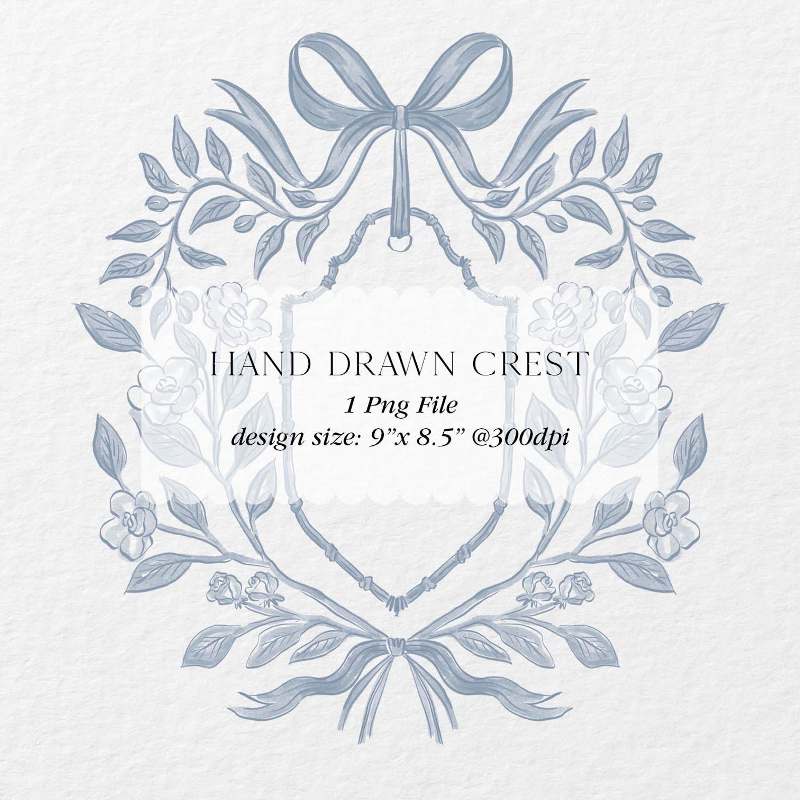 Hand Drawn Crest Bow Ribbon Illustration PNG, Invitation Clipart, Blue ...