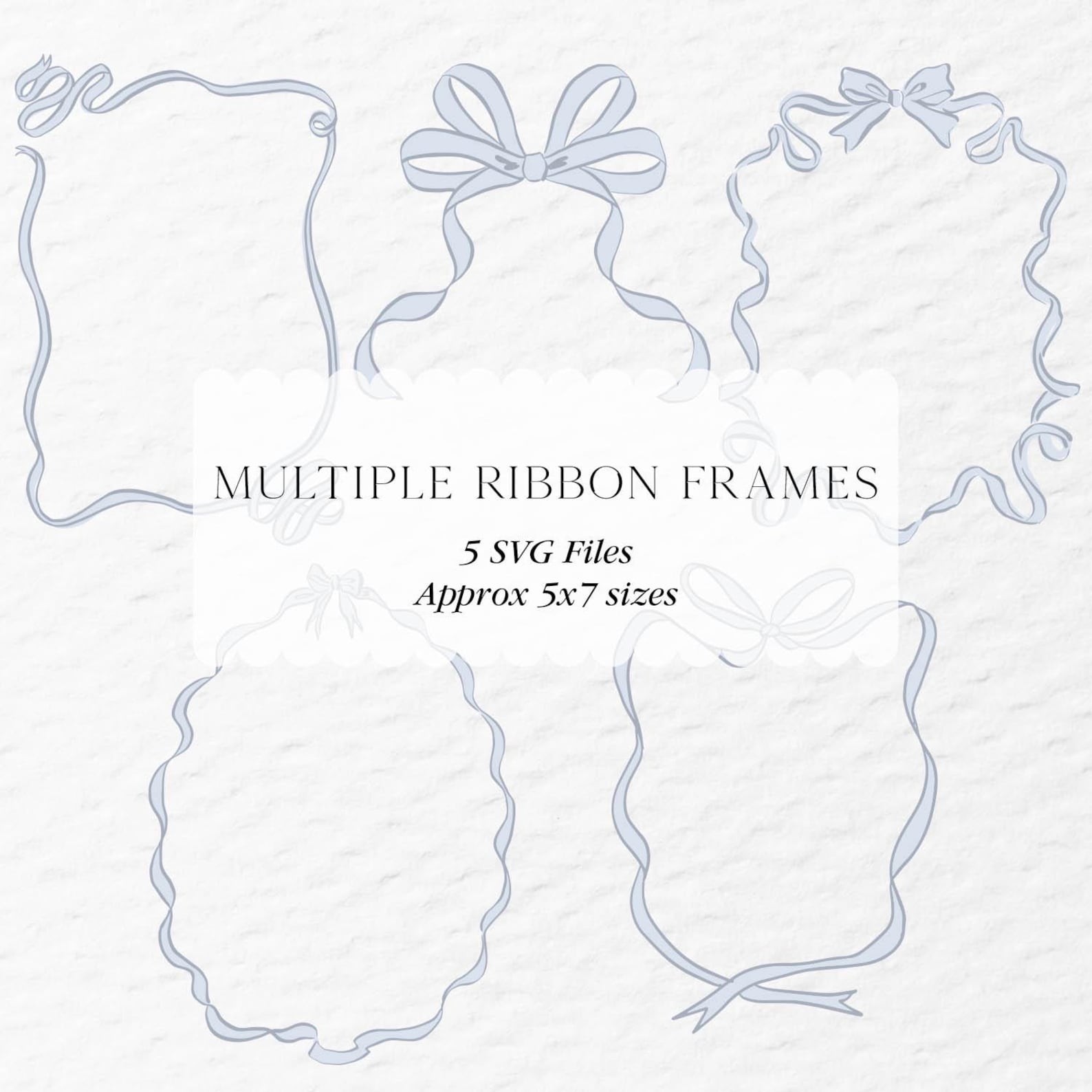 Hand Drawn Bow Border Frame Illustrations SVG, Bow Border Frame in SVG ...