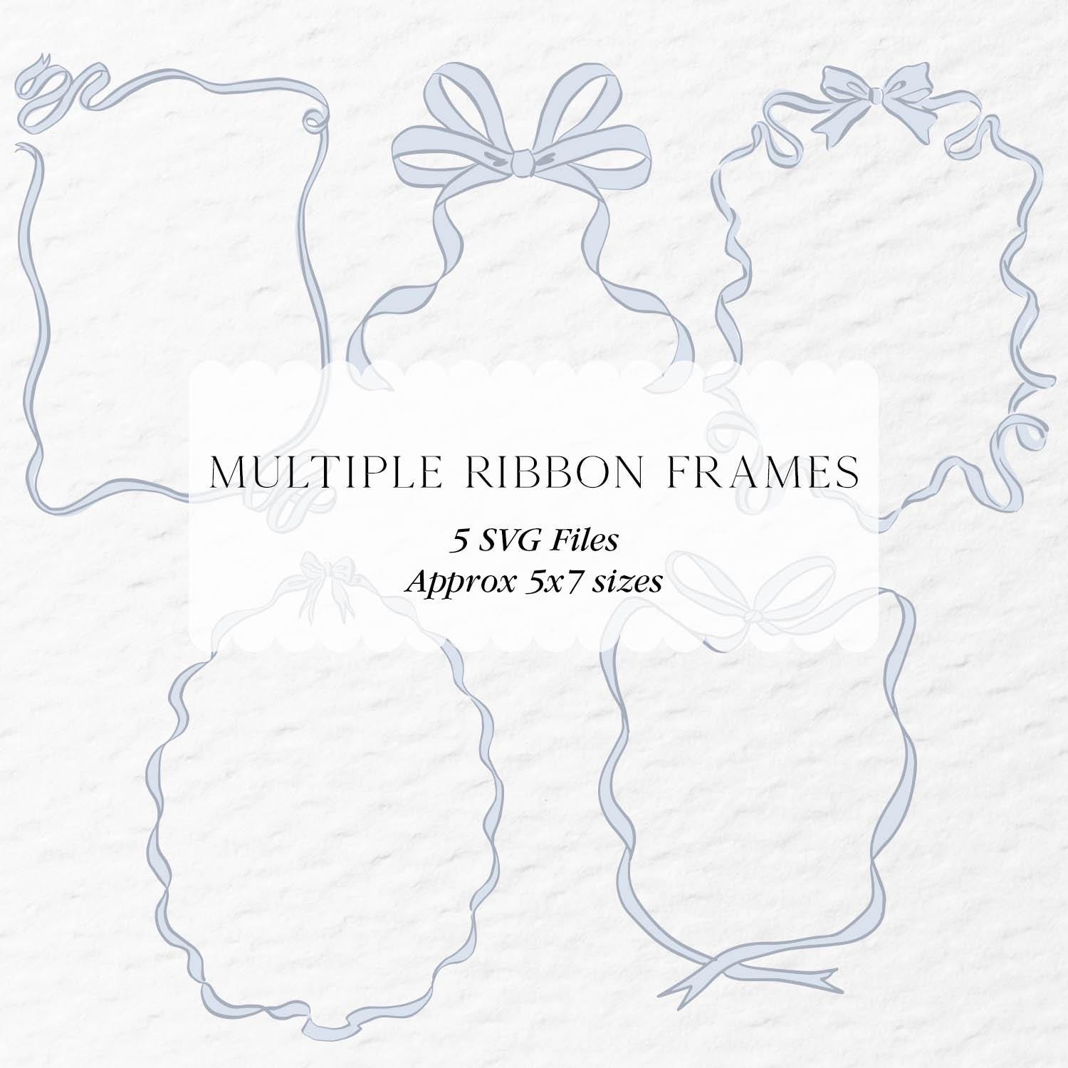 Hand Drawn Bow Border Frame Illustrations SVG, Bow Border Frame in SVG ...