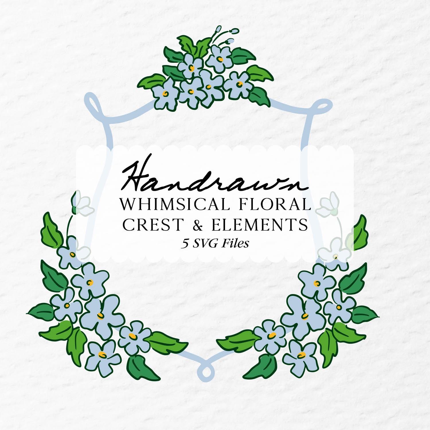 Hand Drawn Floral Crest Frame Illustrations SVG Monogram Crest Hand ...