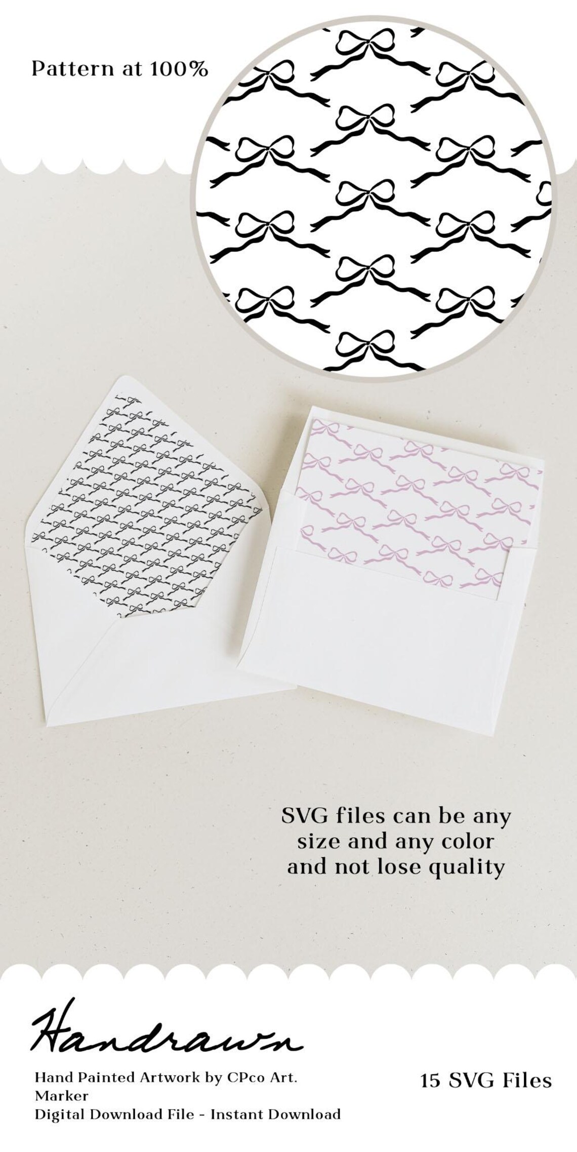 Hand Drawn Whimsical Ribbon Frame Bow Illustrations, Line Drawing SVG ...