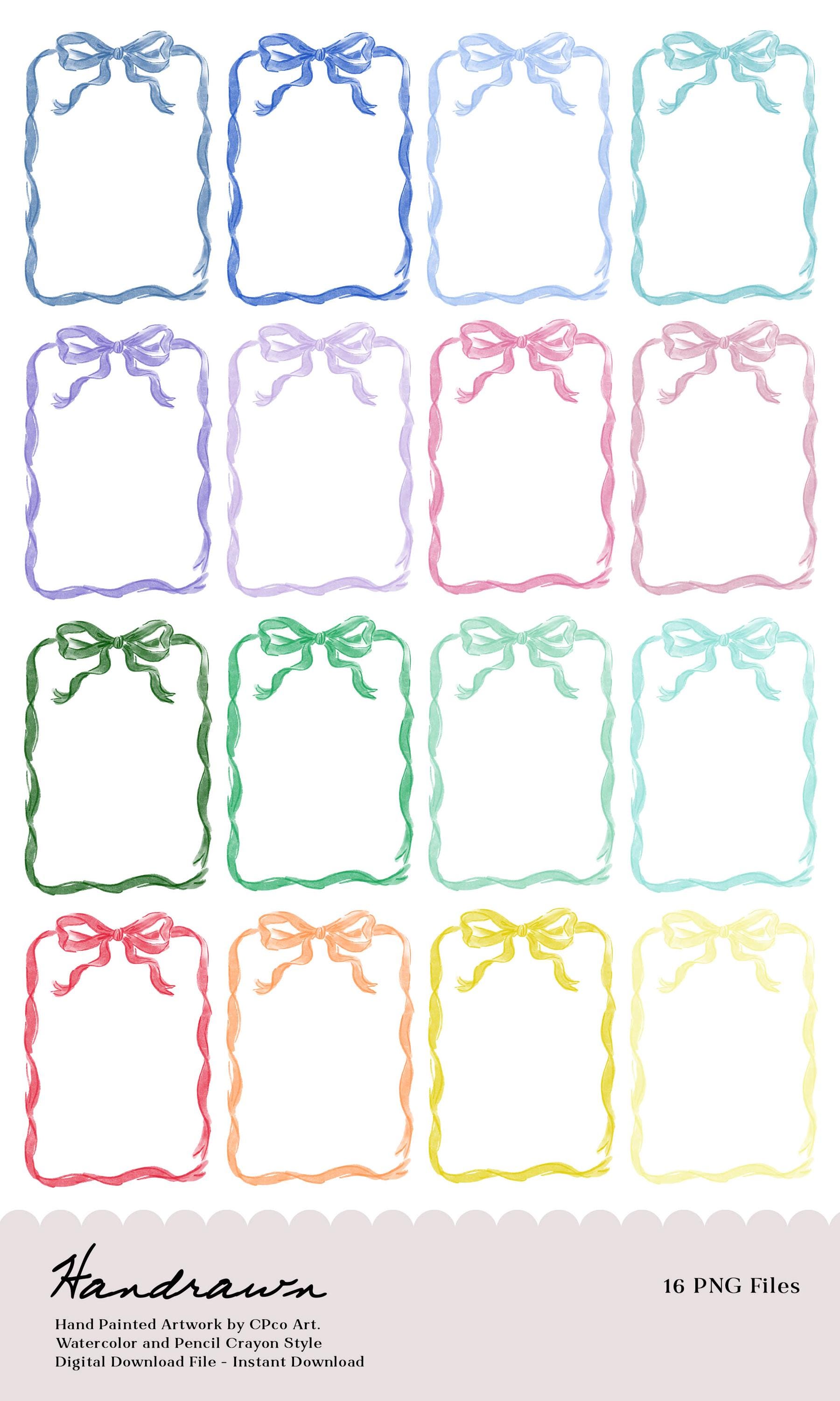 Hand Drawn Bow Border Frame Illustration PNG, Wavy Border With Bow in ...