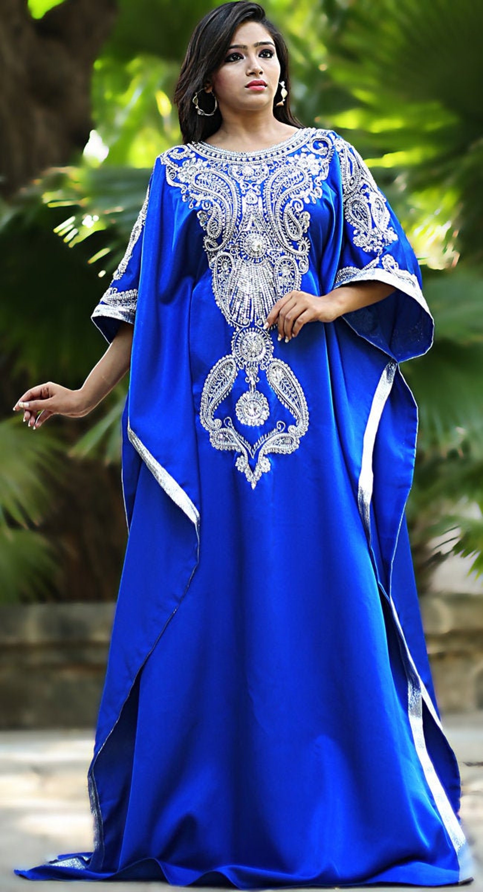 Blue Color Modern Arabic Kaftan for Women Moroccan Caftan African ... Blue Color Modern Arabic Kaftan for Women Moroccan Caftan African ...