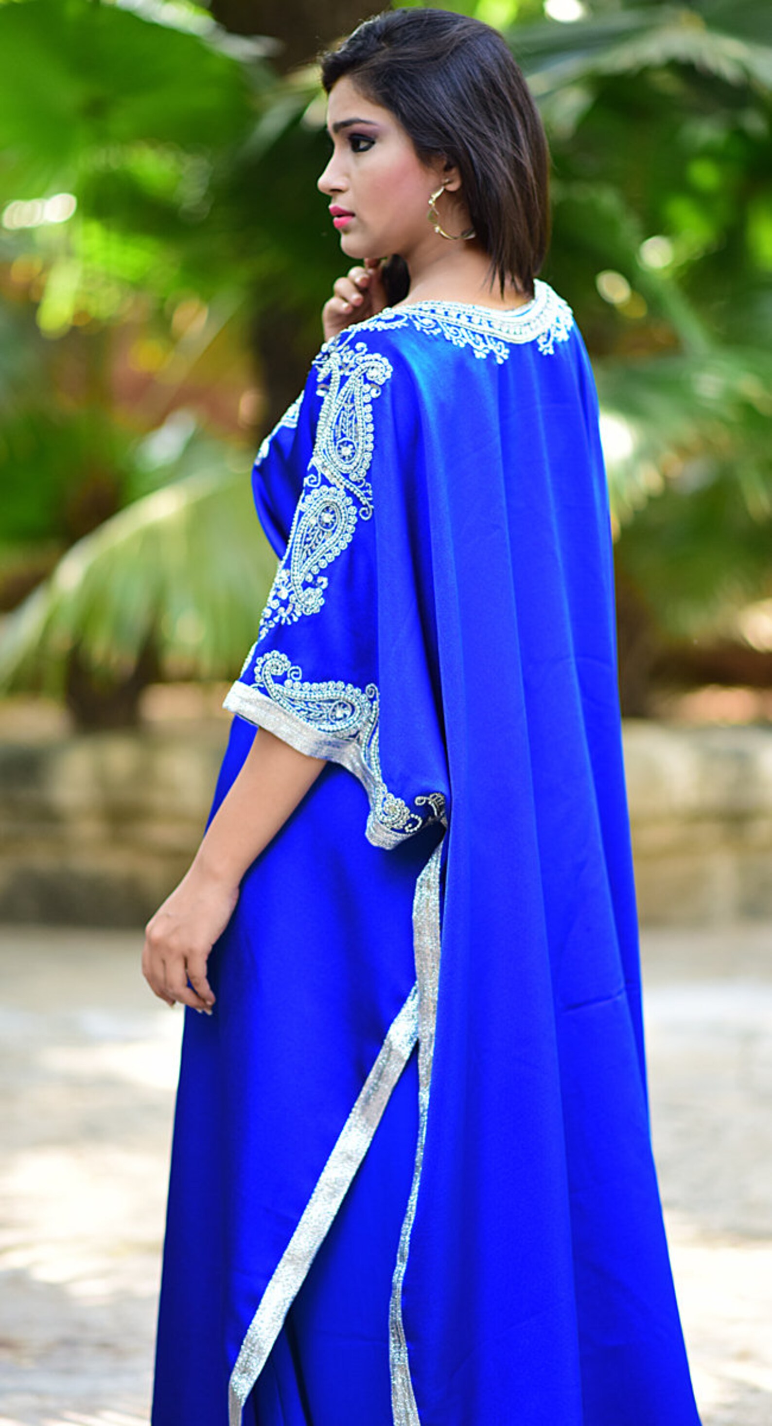 Blue Color Modern Arabic Kaftan for Women Moroccan Caftan African ...