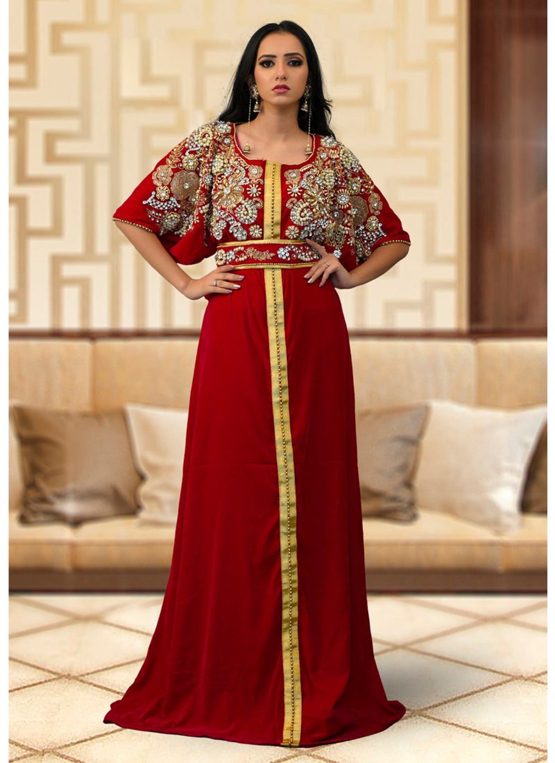 Pink Color Designer Arabic Kaftan for Women Moroccan Caftan African ...