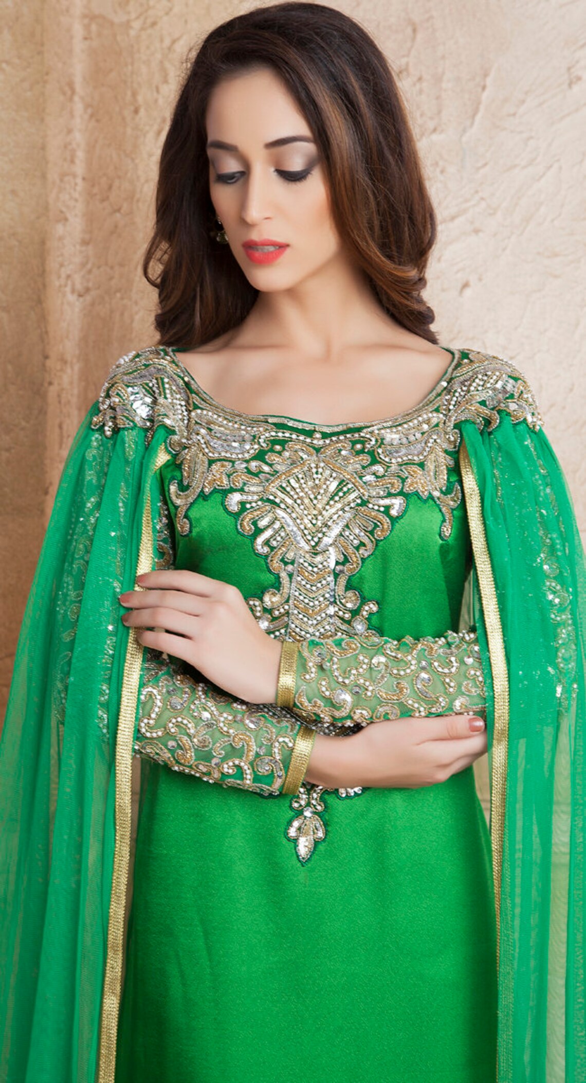 Green Color Designer Kaftan for Women Moroccan Caftan African - Etsy