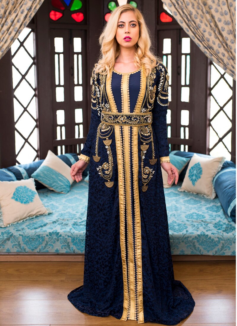 Dark Blue Color Moroccan Kaftan for women moroccan caftan | Etsy Dark Blue Color Moroccan Kaftan for women moroccan caftan | Etsy