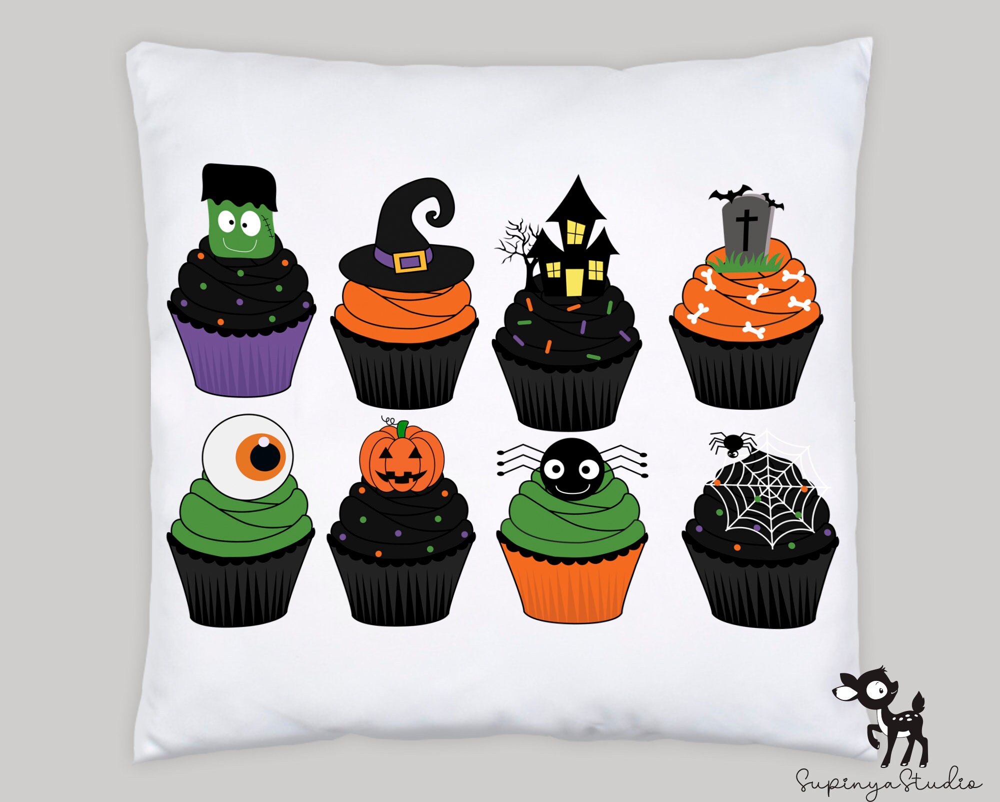 Halloween Cupcake Clipart SVG Fun Cupcakes Pumpkin - Etsy