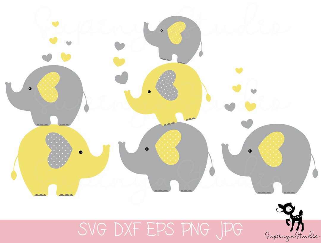 Elephant SVG, Heart Elephant, Cute Elephant Image File, Heart Cut File ...