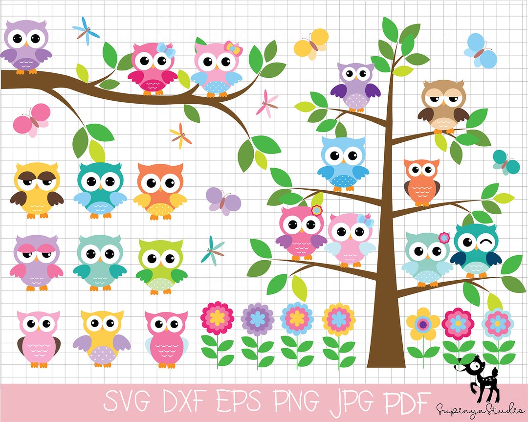 Owl Clipart, Owl Svg, Cute Owls, Printable, SVG, Commercial Use, - Etsy UK