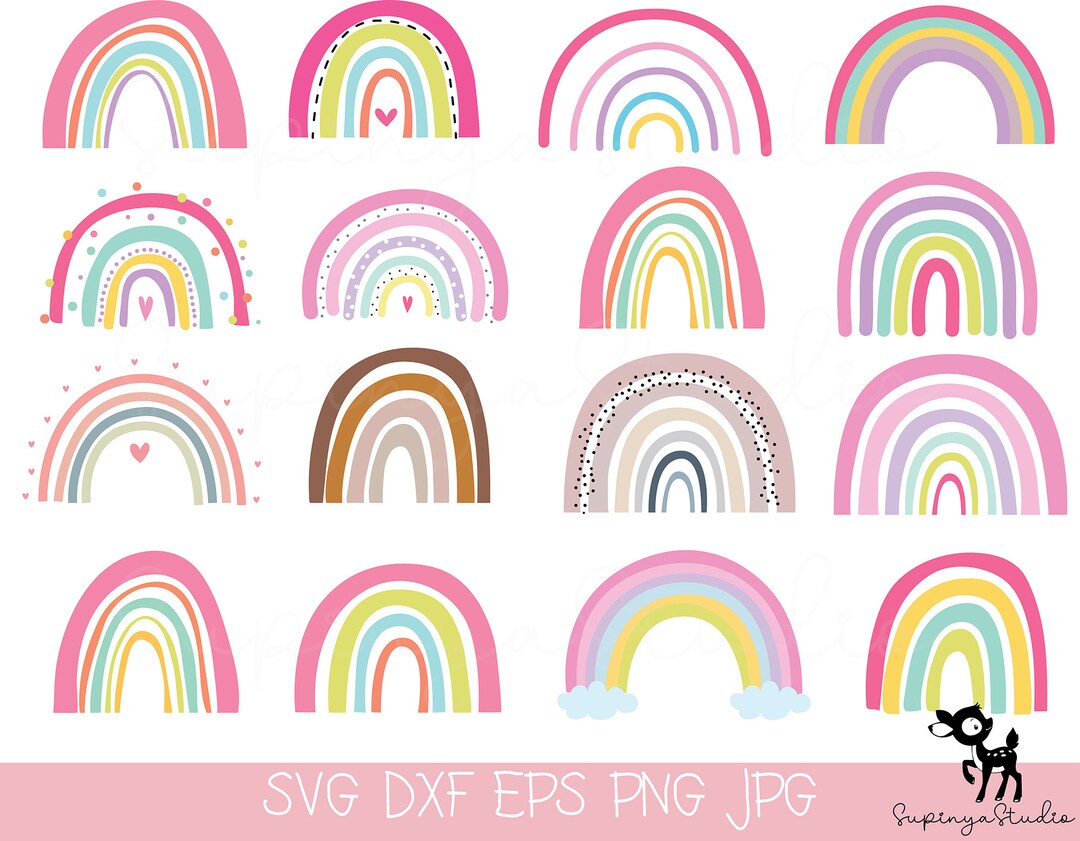 CUTE Rainbow SVG Rainbow Clipart Svg, Rainbow Cut File Nursery Svg ...