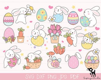 Easter Egg Clipart Bundle | Cute Pastel Easter SVG | Bunny Ears PNG ...