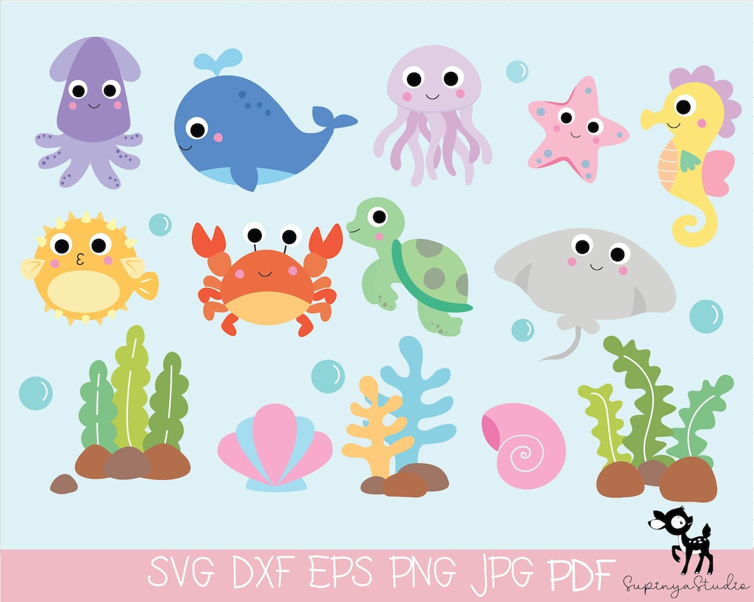 Under the Sea SVG, Sea Animals SVG, Ocean Svg, Fish SVG, Jellyfish ...