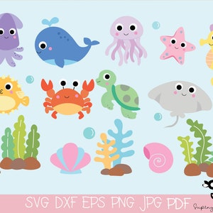 Under the Sea SVG, Sea Animals SVG, Ocean Svg, Fish SVG, Jellyfish ...