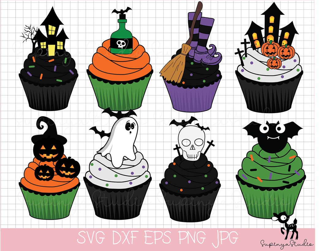Spooky Halloween Cupcakes ,halloween Cupcakes Clipart -cute Cupcakes ...