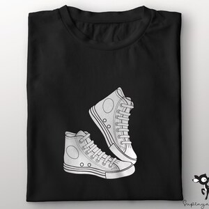 High Top Sneaker SVG Clipart Bundle, Converse Style Shoes PNG, Black ...