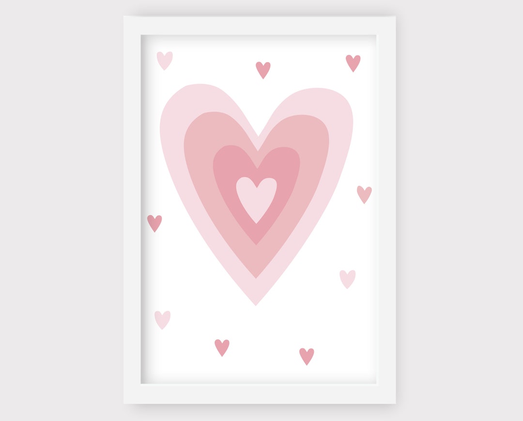 Pink Heart Art Print, Digital Download,valentines Day Print,printable ...