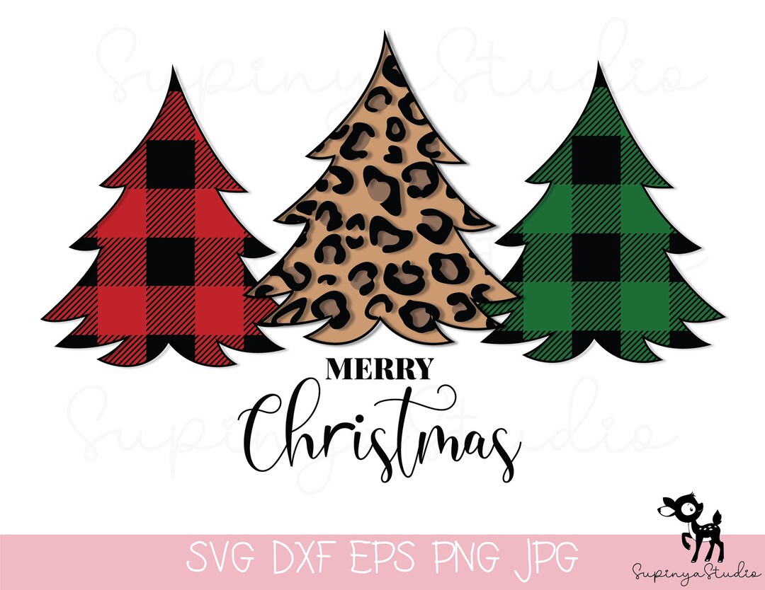 Buffalo Plaid Cheetah Tree Svg Bundle,merry Christmas Svg,christmas ...