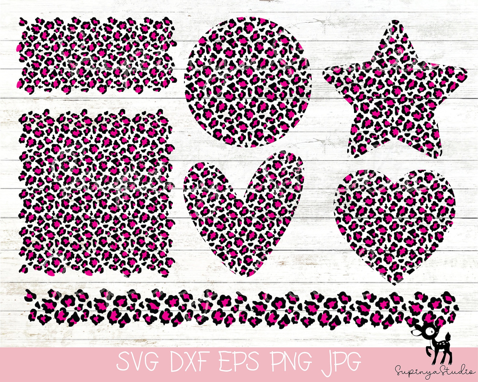 Pink Leopard SVG Heart Leopard Star leopard All Over - Etsy