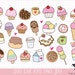 Kawaii Sweets Clipart Cute Sweet Candy Clipart Food Cake Donut Cupcake ...