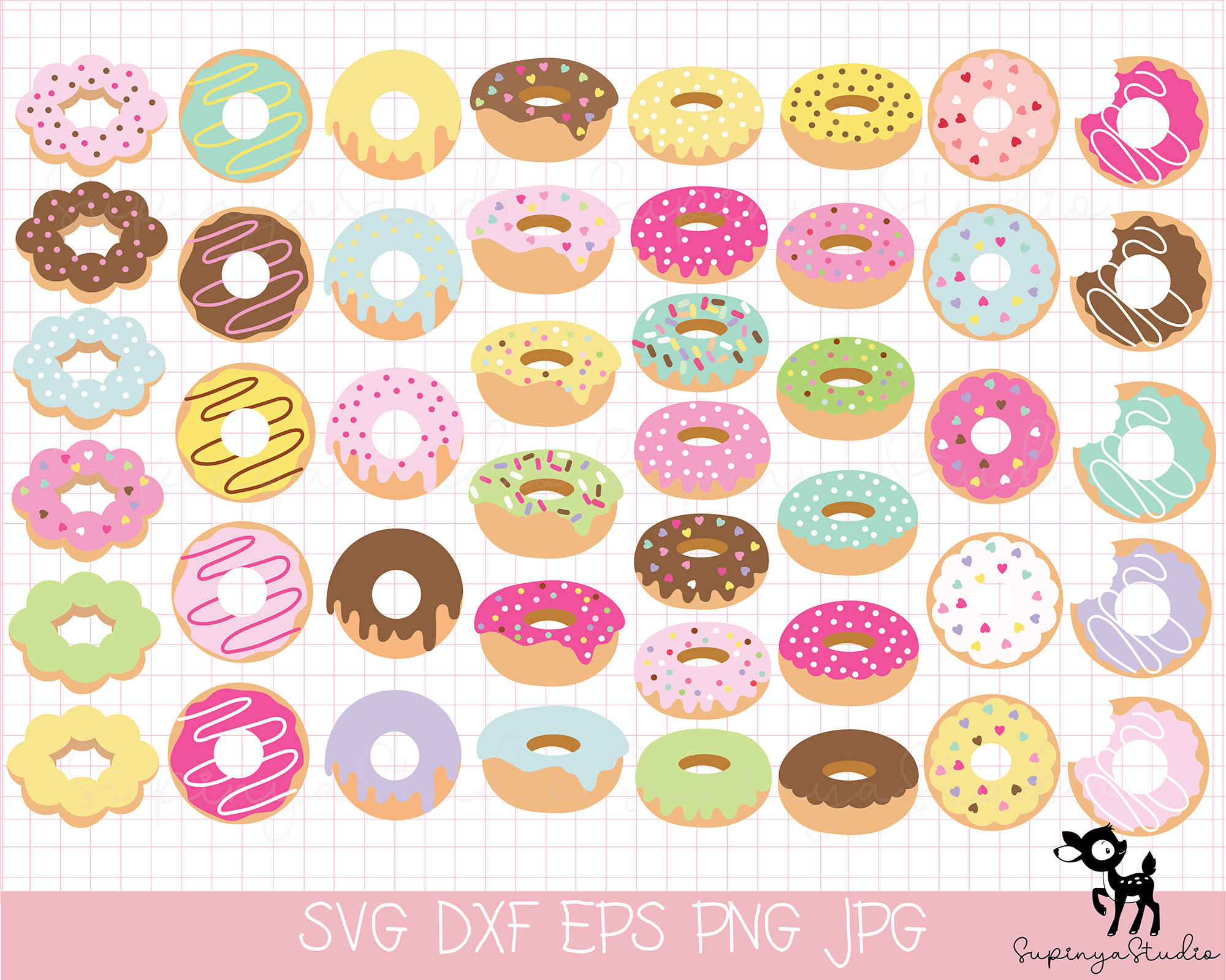 45 Donut SVG Donut SVG Bundle Donut Clipart Sprinkle Donut | Etsy