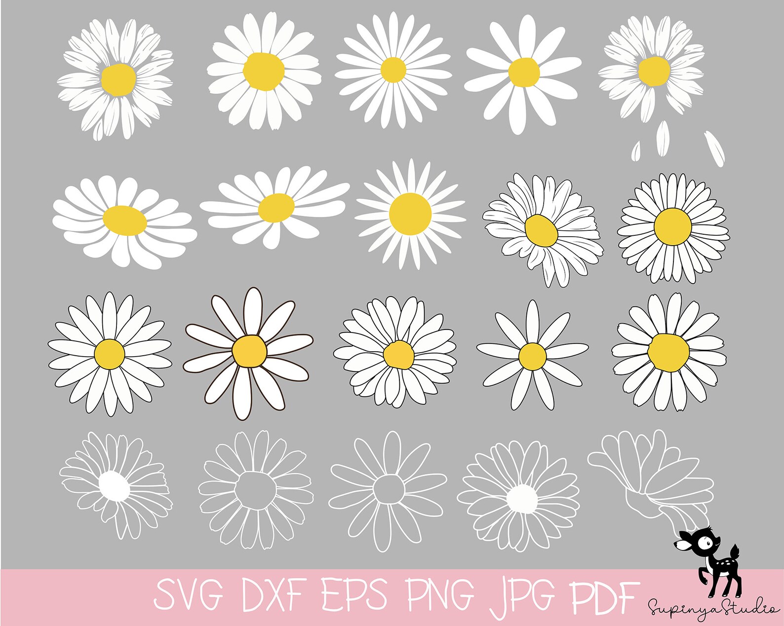 20 Daisy SVG Bundle Bouquet Svg Bundle floral - Etsy