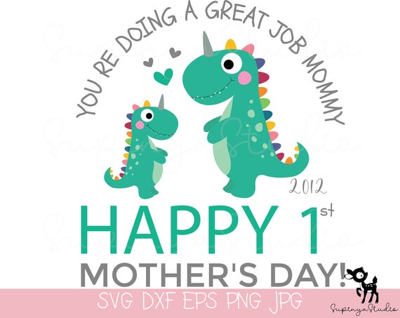 Happy Mother's Day Dinosaur SVG FilePersonalized First | Etsy